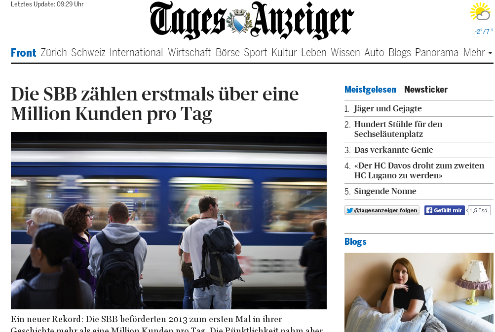 Print & Digital: «Tages-Anzeiger» mit leicht angepasstem Layout ...