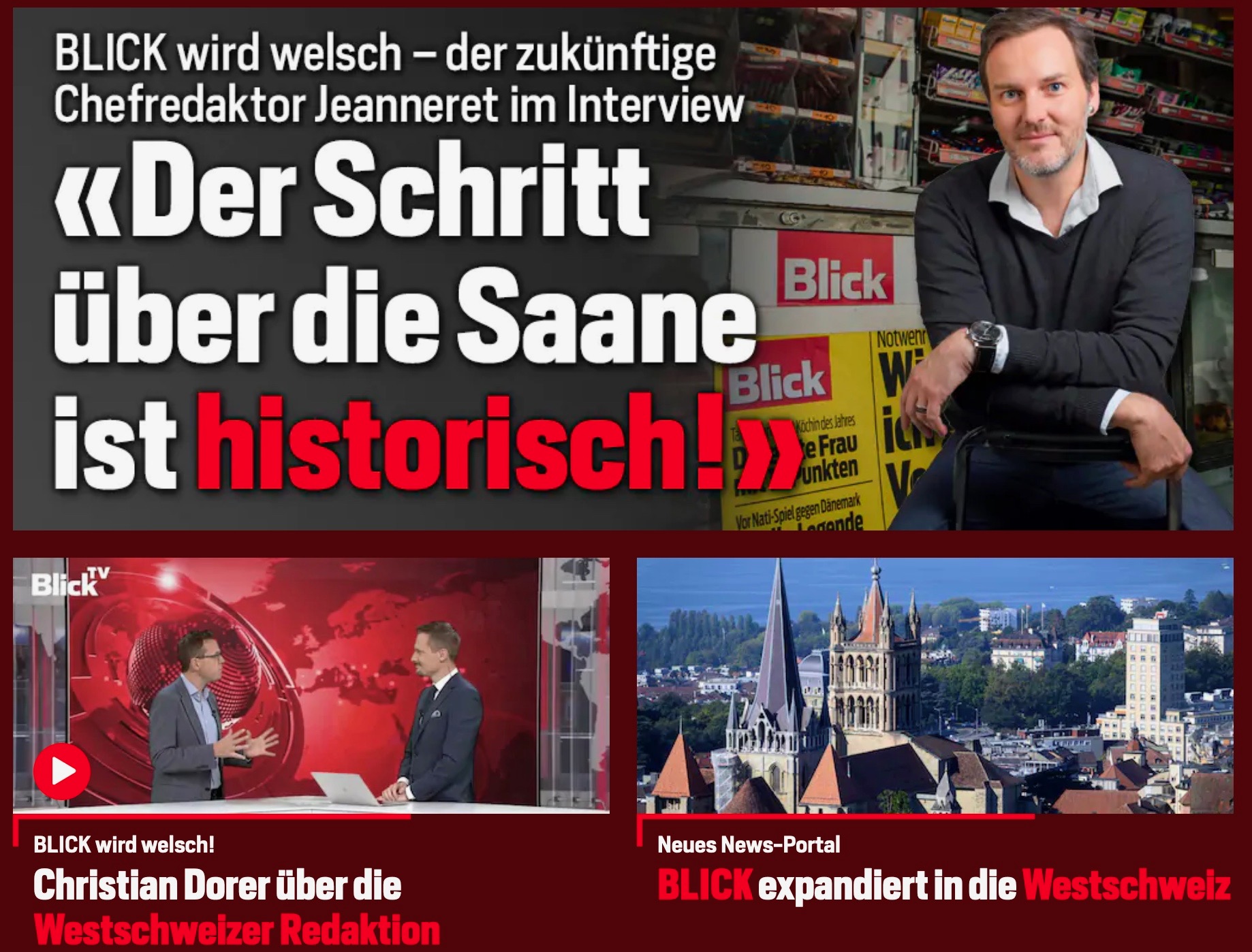Ringier zum Launch von blick.ch: «Das Westschweizer Team umfasst ...