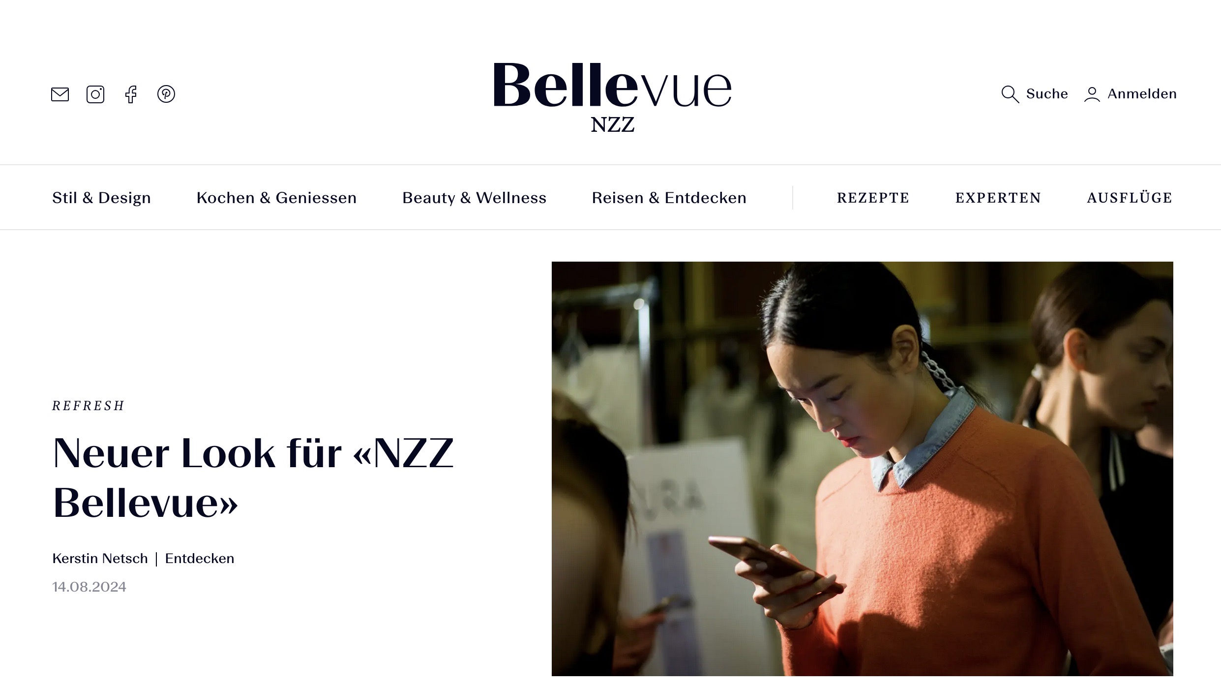 «NZZ Bellevue» mit aufgefrischtem Design und neuen Features ...